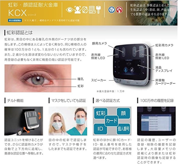 KCX53-2iN 日本アイ・エス・ケイ（King CROWN） 耐火金庫（大型・中型） 虹彩・顔認証タイプ 幅680×奥行735×高さ1393mm